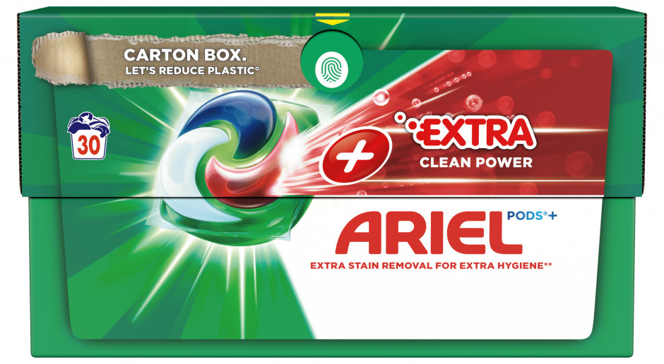 Ariel w kartonowym pudełku z systemem ECOCLIC